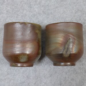 Pair of Vintage Bizen Tea Cups, Tea Cups, Bizen Yunomi, Sangiri, Blue ...