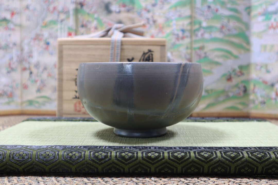Vintage Bizen Matcha Tea Bowl, Bizen Ware, Kimura Ichiyo, Blue Bizen ...