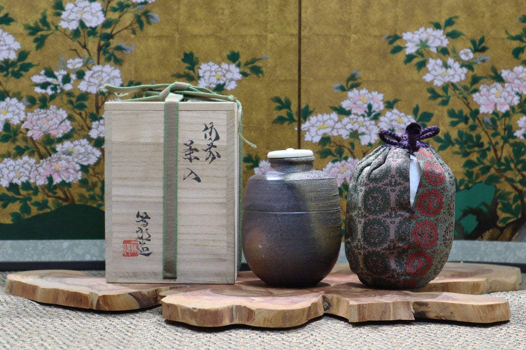 Vintage Bizen Chaire, Tea Caddy, Atsuro Yabe, Katatsuki Chaire, Sangiri ...