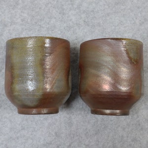 Pair of Vintage Bizen Tea Cups, Tea Cups, Bizen Yunomi, Sangiri, Blue ...