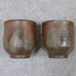 Pair of Vintage Bizen Tea Cups, Tea Cups, Bizen Yunomi, Sangiri, Blue ...