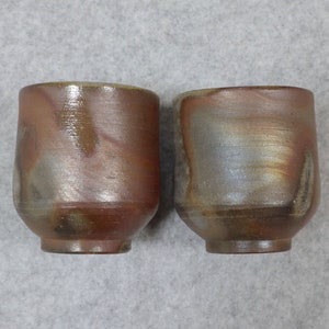 Pair of Vintage Bizen Tea Cups, Tea Cups, Bizen Yunomi, Sangiri, Blue ...