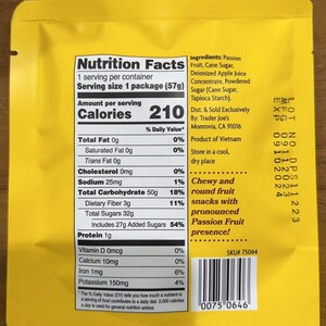 Passion Fruit Rounds Fruit Snacks by Trader Joes 2 Oz 57g - Etsy