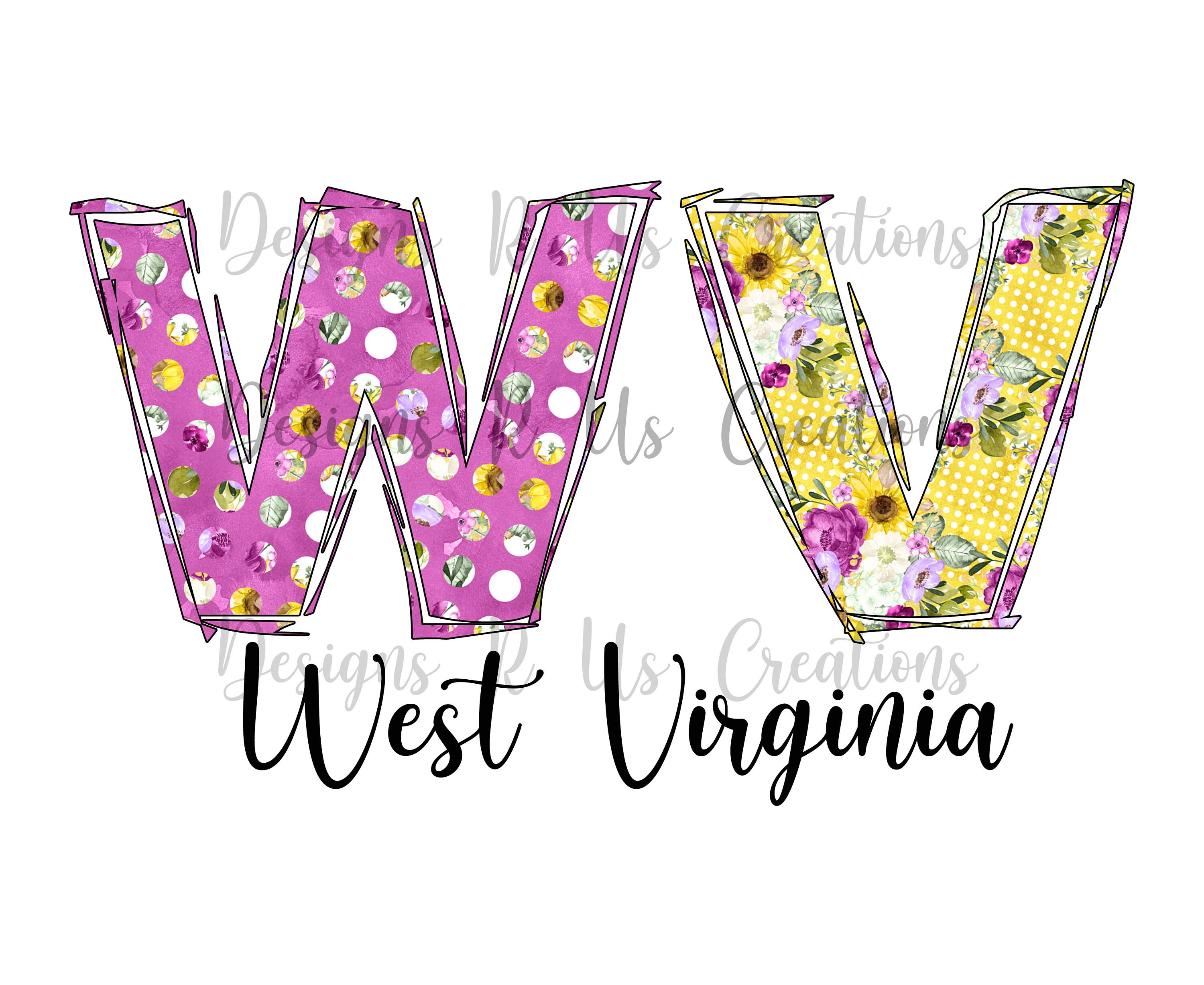 West Virginia PNG WV Floral Png Sublimation Designs | Etsy