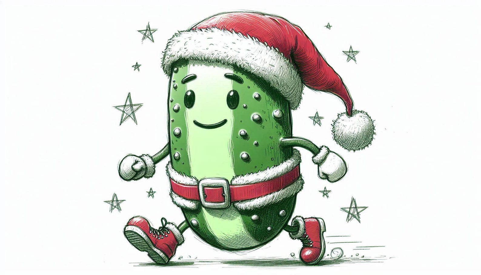 Pickle Wearing a Santa Hat Digital Art, Christmas, Art, Art Lover ...