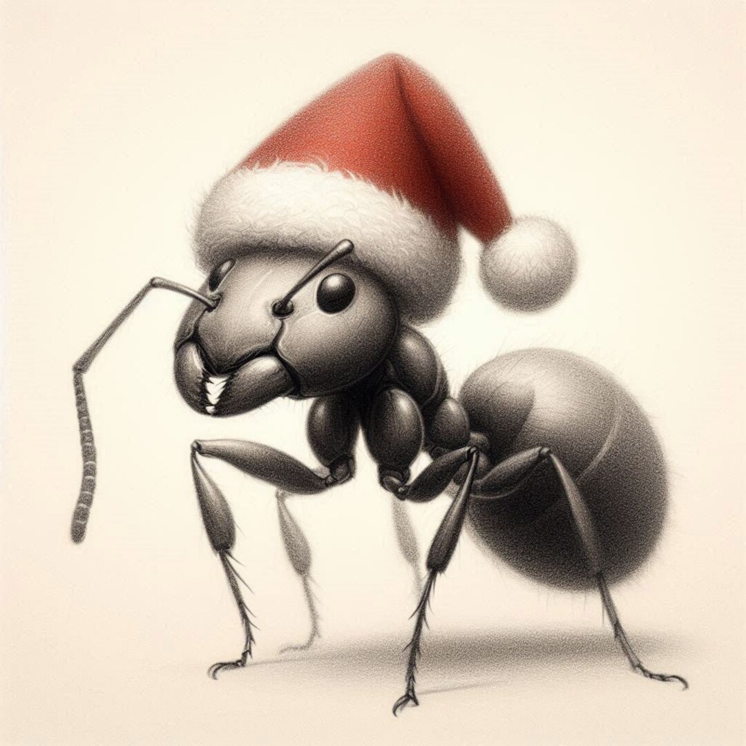 Ant Wearing Santa Hat Digital Art, Christmas, Animal Lover, Nature ...