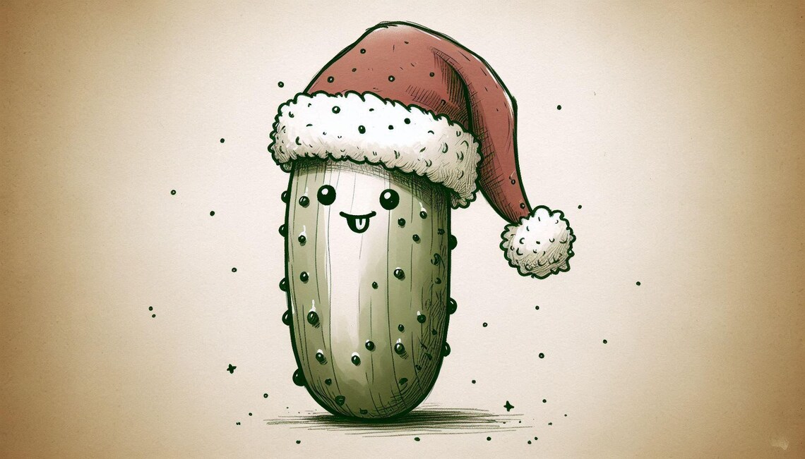 Pickle Wearing a Santa Hat Digital Art, Christmas, Art, Art Lover ...