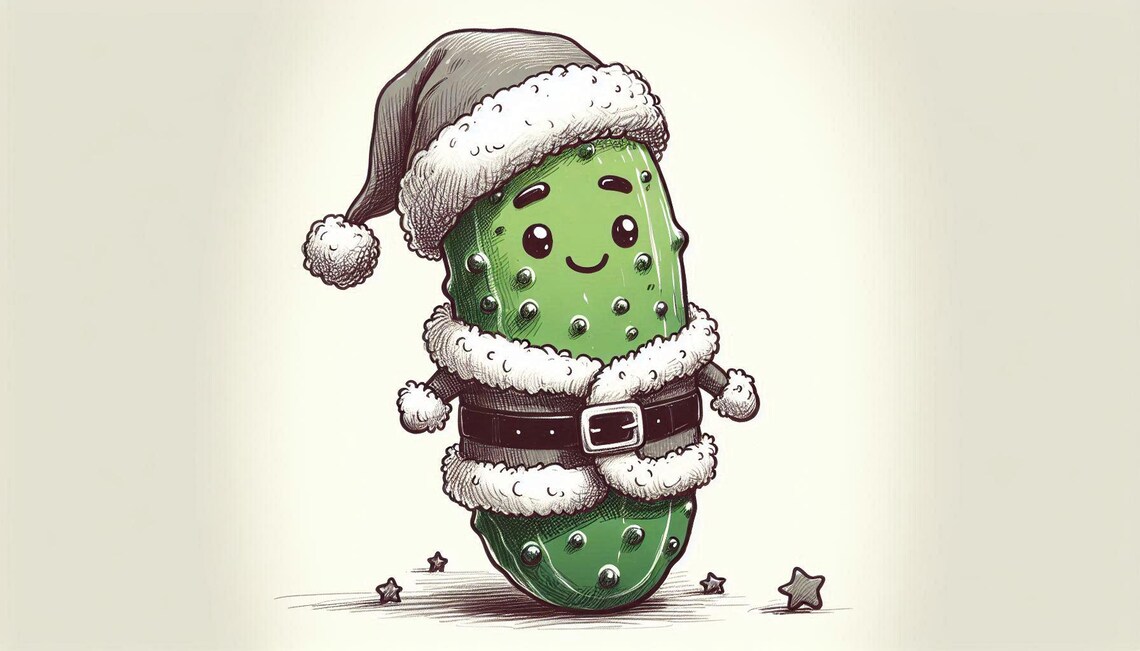 Pickle Wearing a Santa Hat Digital Art, Christmas, Art, Art Lover ...