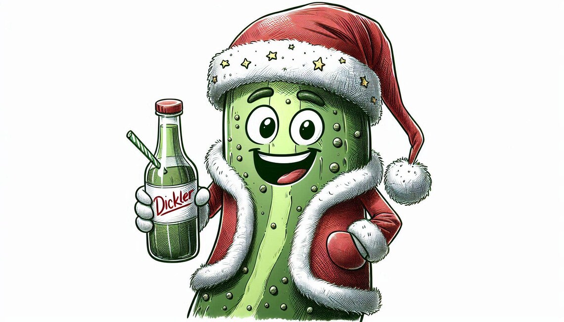 Pickle Wearing a Santa Hat Digital Art, Christmas, Art, Art Lover ...