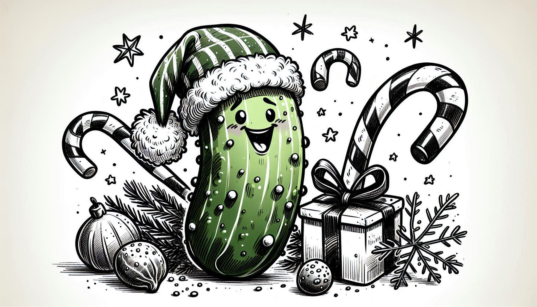 Pickle Wearing a Santa Hat Digital Art, Christmas, Art, Art Lover ...