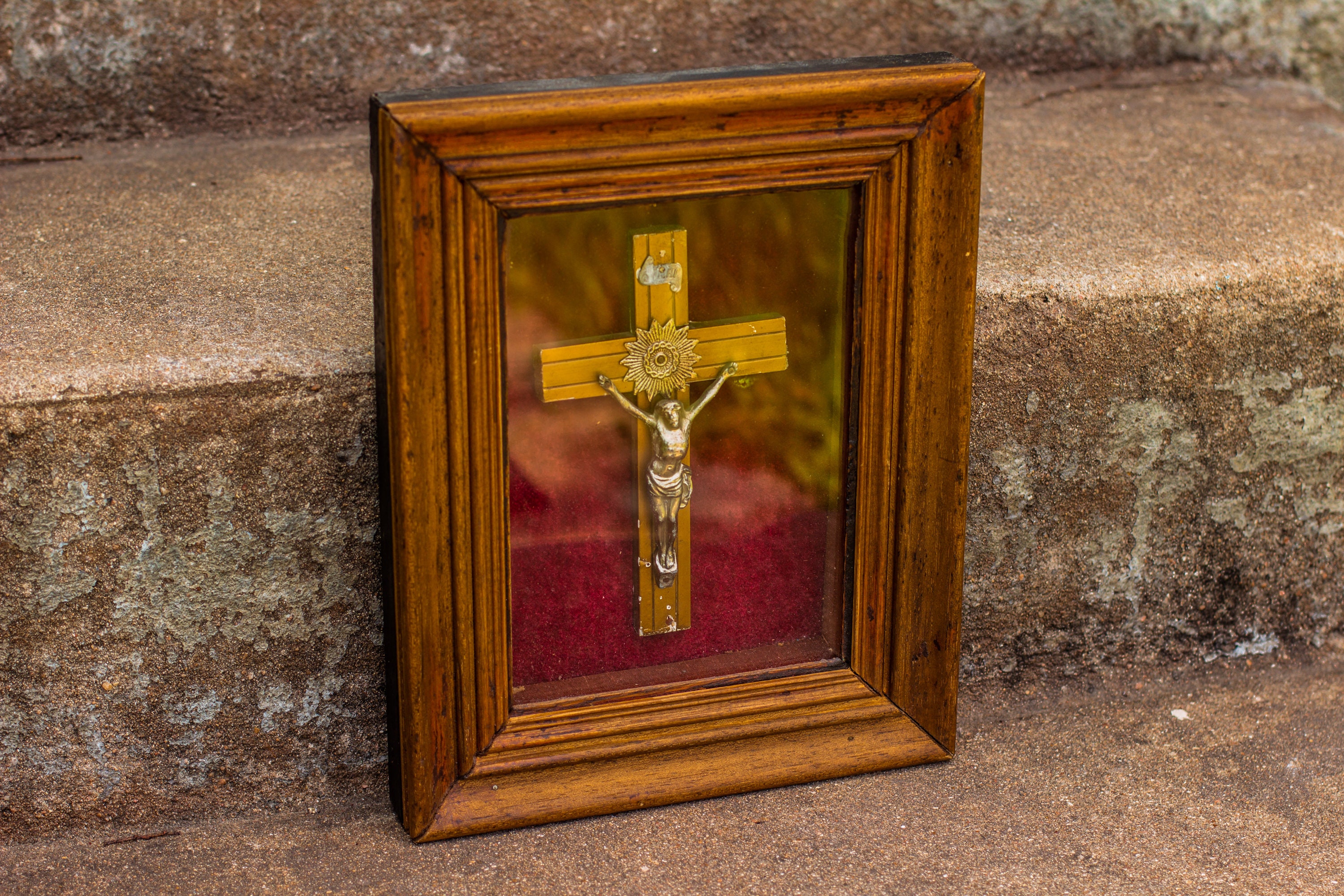 Early 1900's Antique Handmade Gilded Crucifix Shadowbox on | Etsy