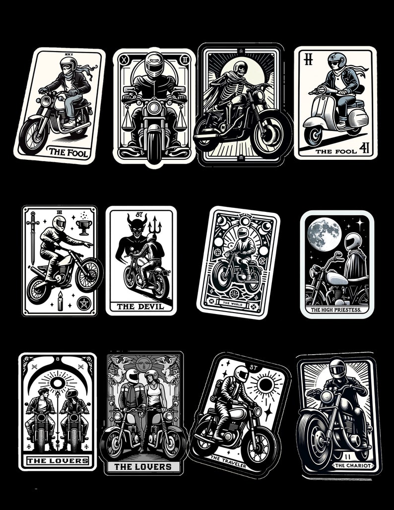Motorcycle Tarot Sticker Pack | Biker Tarot Card Stickers | Motorcycle ...