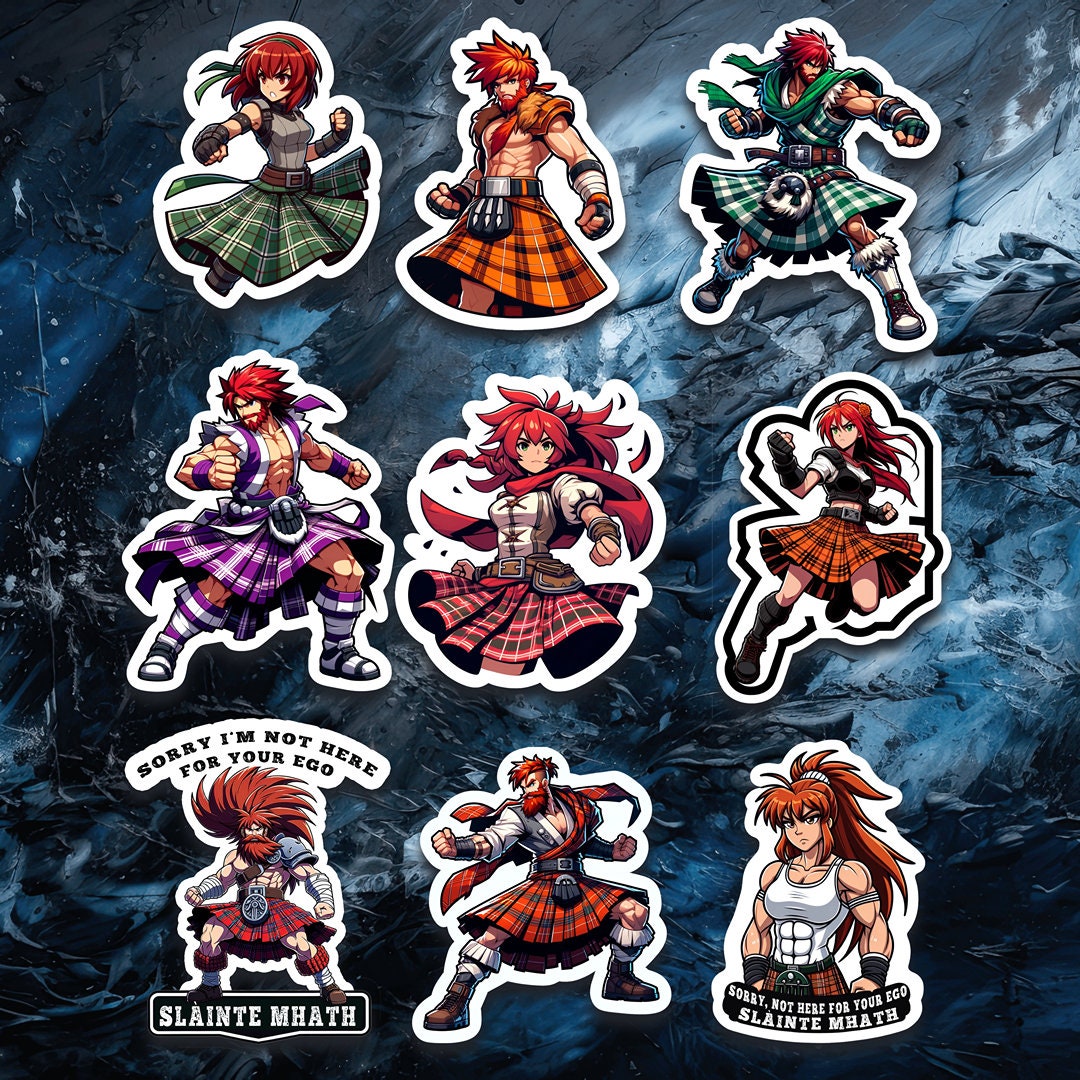 Scottish Fighters Anime-style Sticker Pack Slàinte Mhath High-quality ...