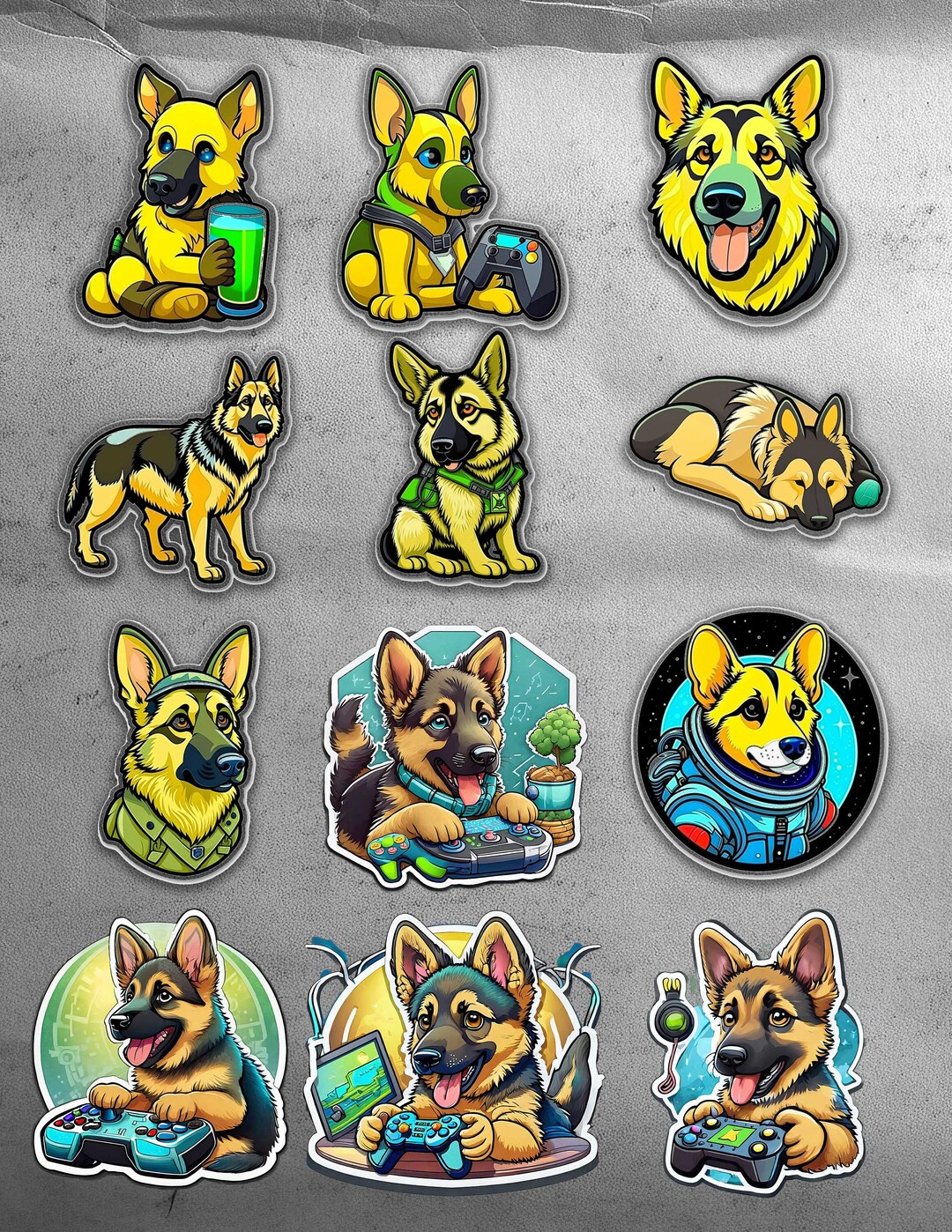 Cute Kuwaii German Shepherd Stickers - Etsy