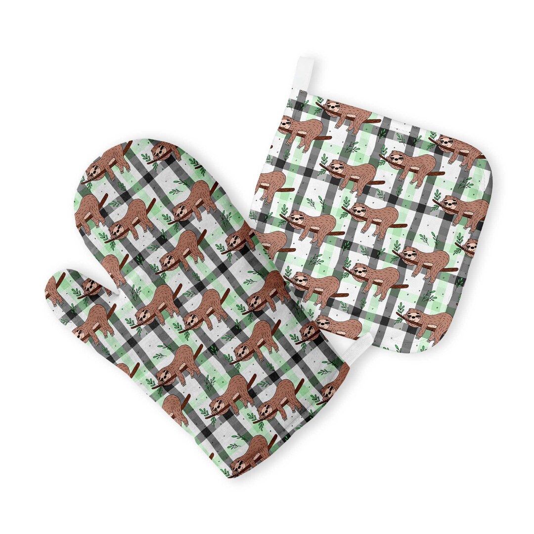 Funny Sloth Pothholders Oven Mitts Kitchen Accessories Decorated Sloth ...
