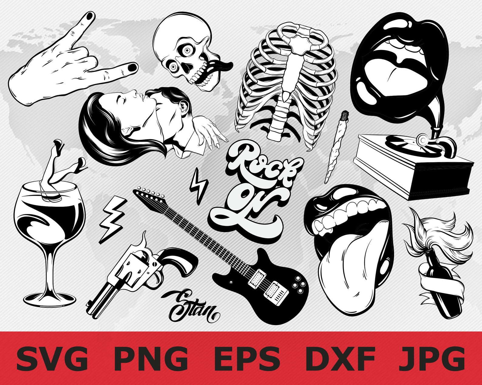 Rock SVG Bundle Rock on Svg Rock Clip Art Skeleton Svg Cut | Etsy