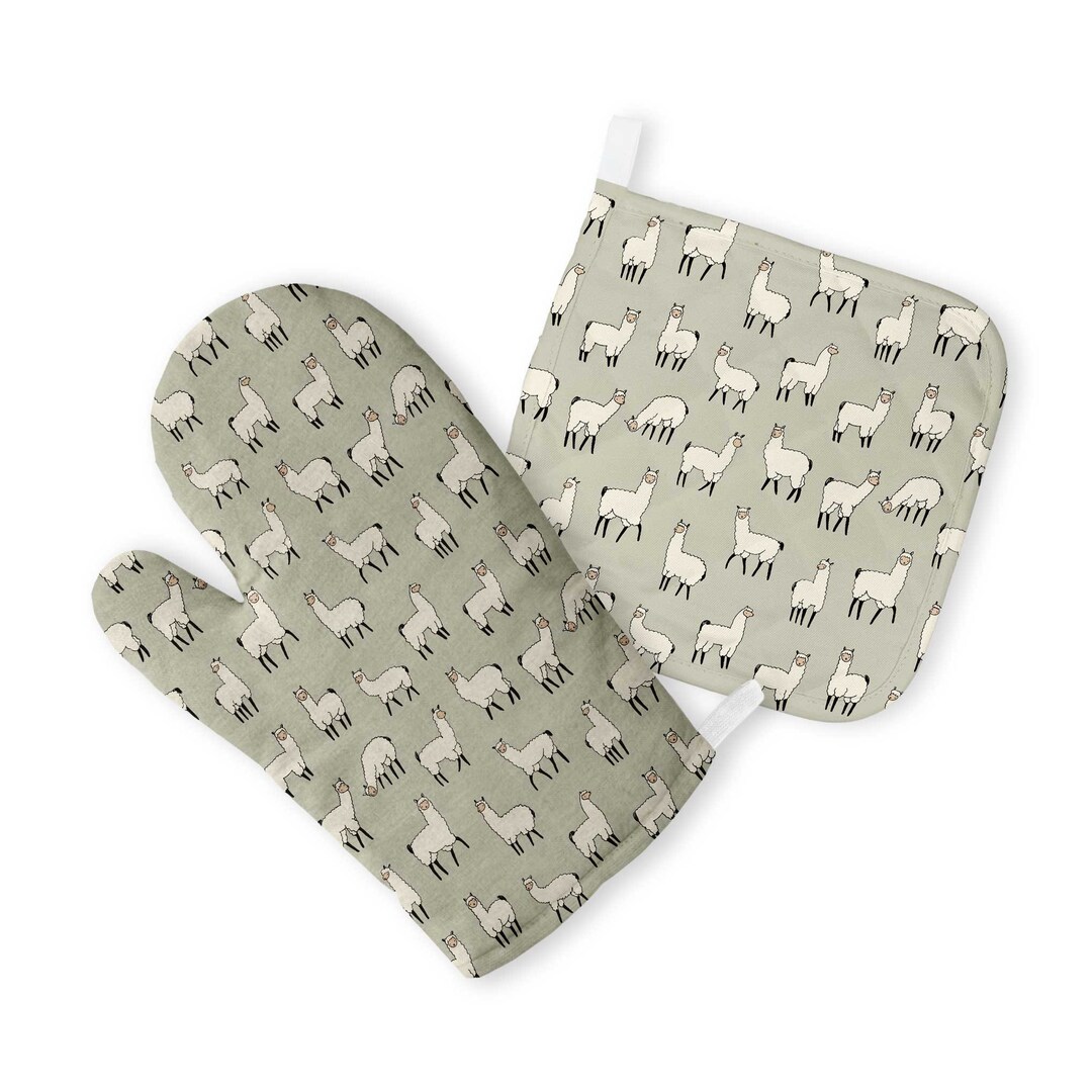 Llama Kitchenware Mittens Quilted Wall Hanging Oven Mitts Llama Decor ...