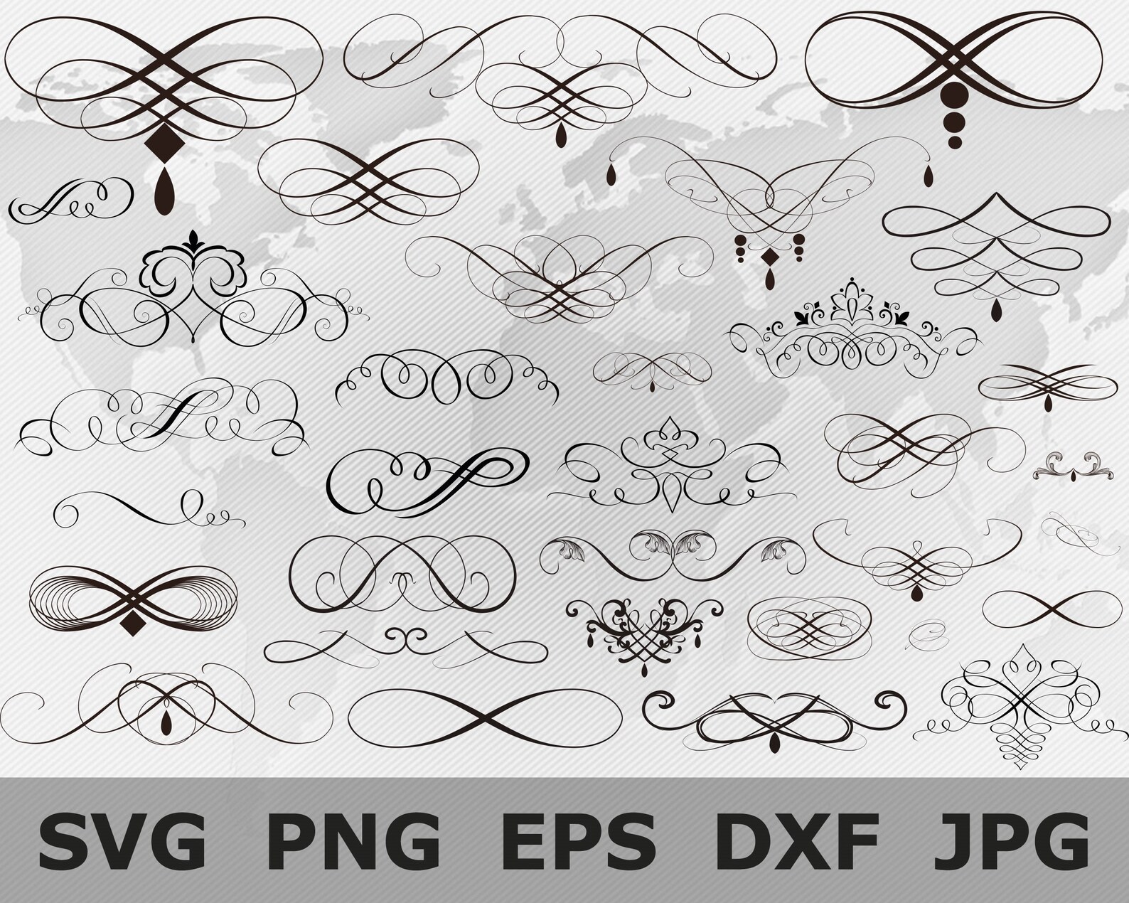 Swirl Flourish Wedding Ornaments SVG Bundle Lines Svg Infintie - Etsy