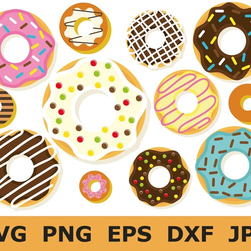 Donut SVG Donut Clipart Donut Silhouette Cut File Vector - Etsy