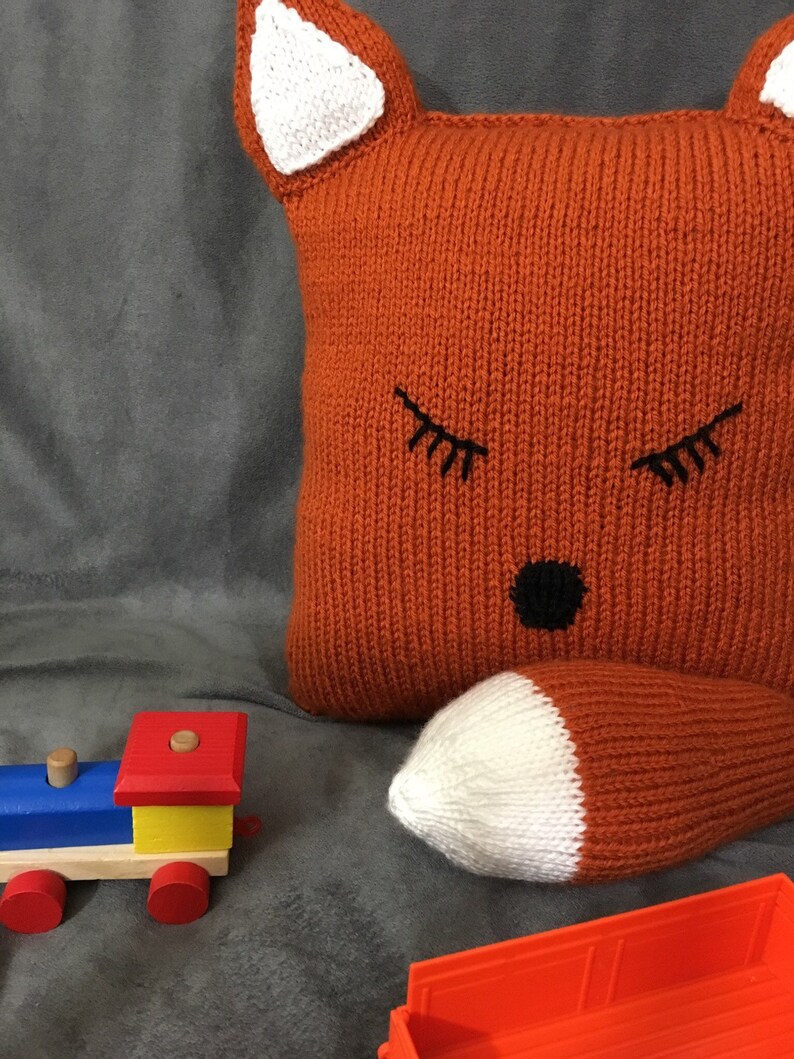 Woodland Fox Pillow Knitting Pattern Easy Knitting Pattern Nursery ...