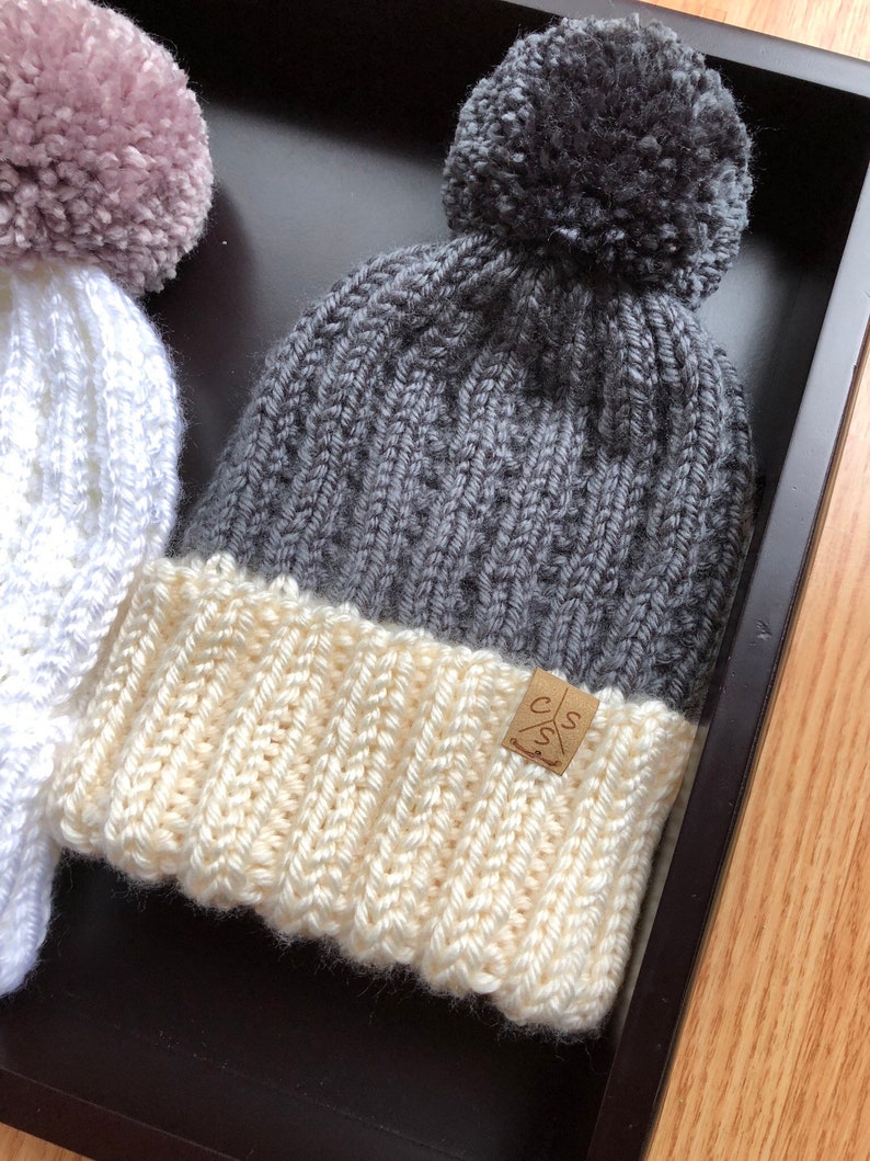 Garter Rib Beanie Knitting Pattern - Women Rib Knitted Winter Adult Hat ...