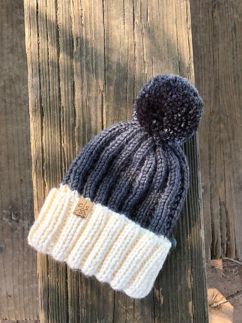 Garter Rib Beanie Knitting Pattern - Women Rib Knitted Winter Adult Hat ...