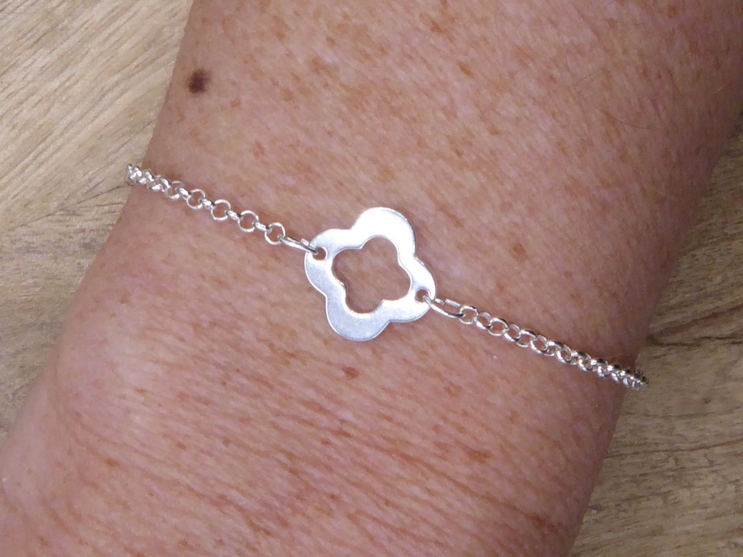 Sterling 925 Silver 4-leaf Clover Bracelet Thin Chain Bracelet and Clover Infill - Etsy