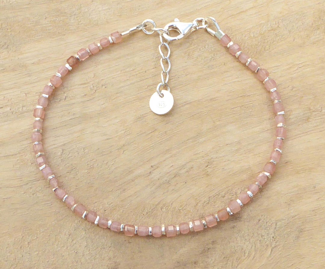 Rhodochrosite and 925 and 970 Silver Bracelet - Fine Pink Sterling ...