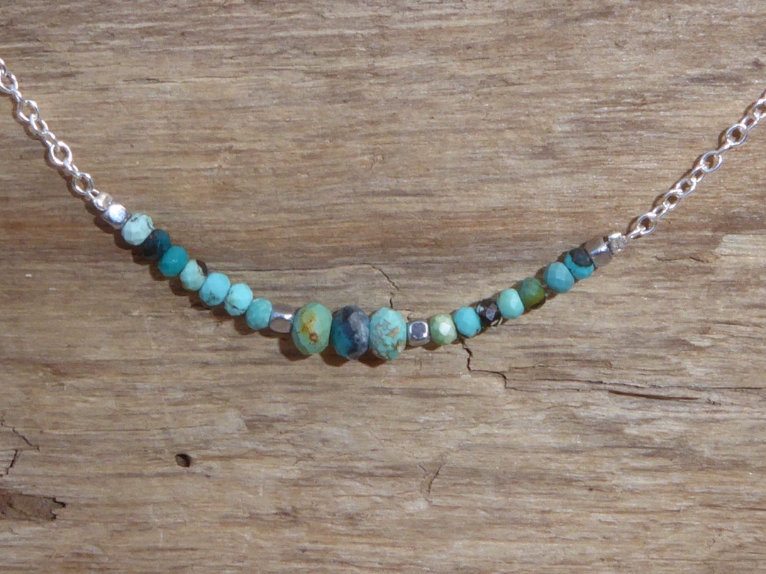 Ras de cou turquoise et argent Sterling 925 fin ras de cou pierre ...