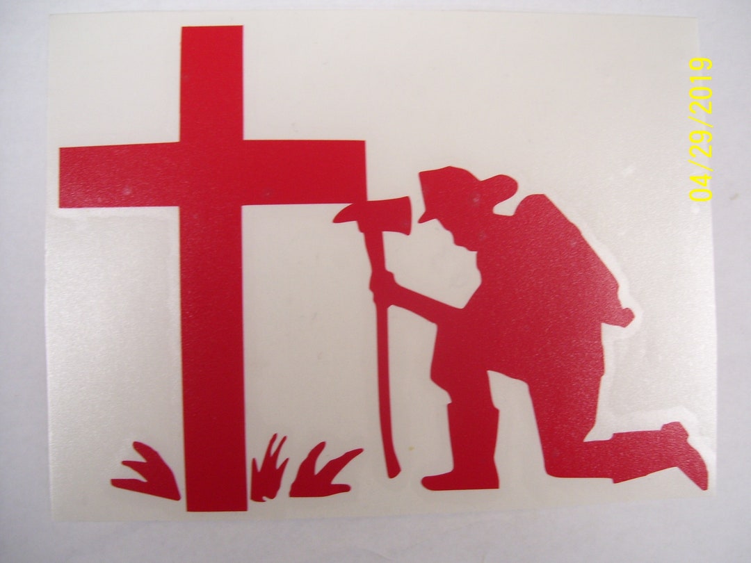 Fireman Praying at Cross Vinyl Decal - Etsy