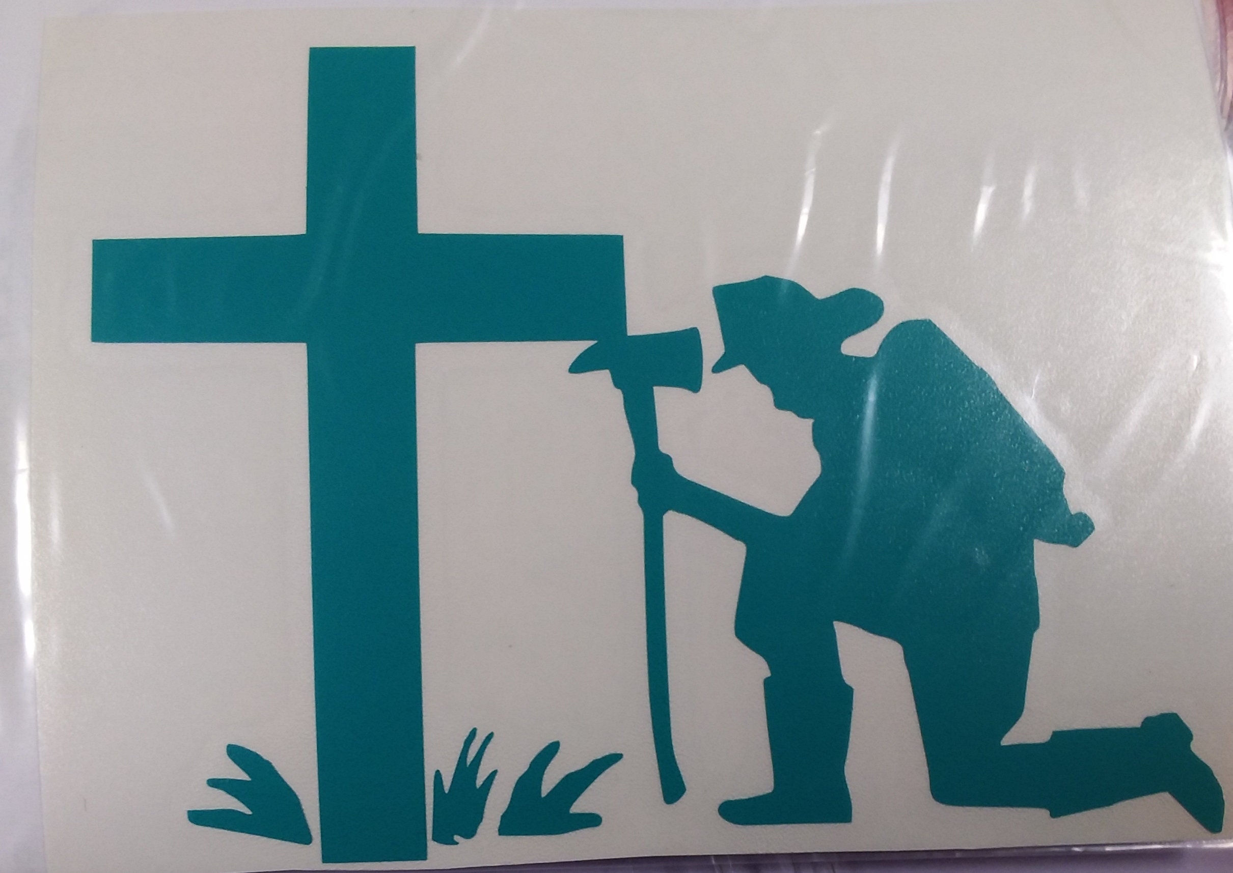 Fireman Praying at Cross Vinyl Decal - Etsy