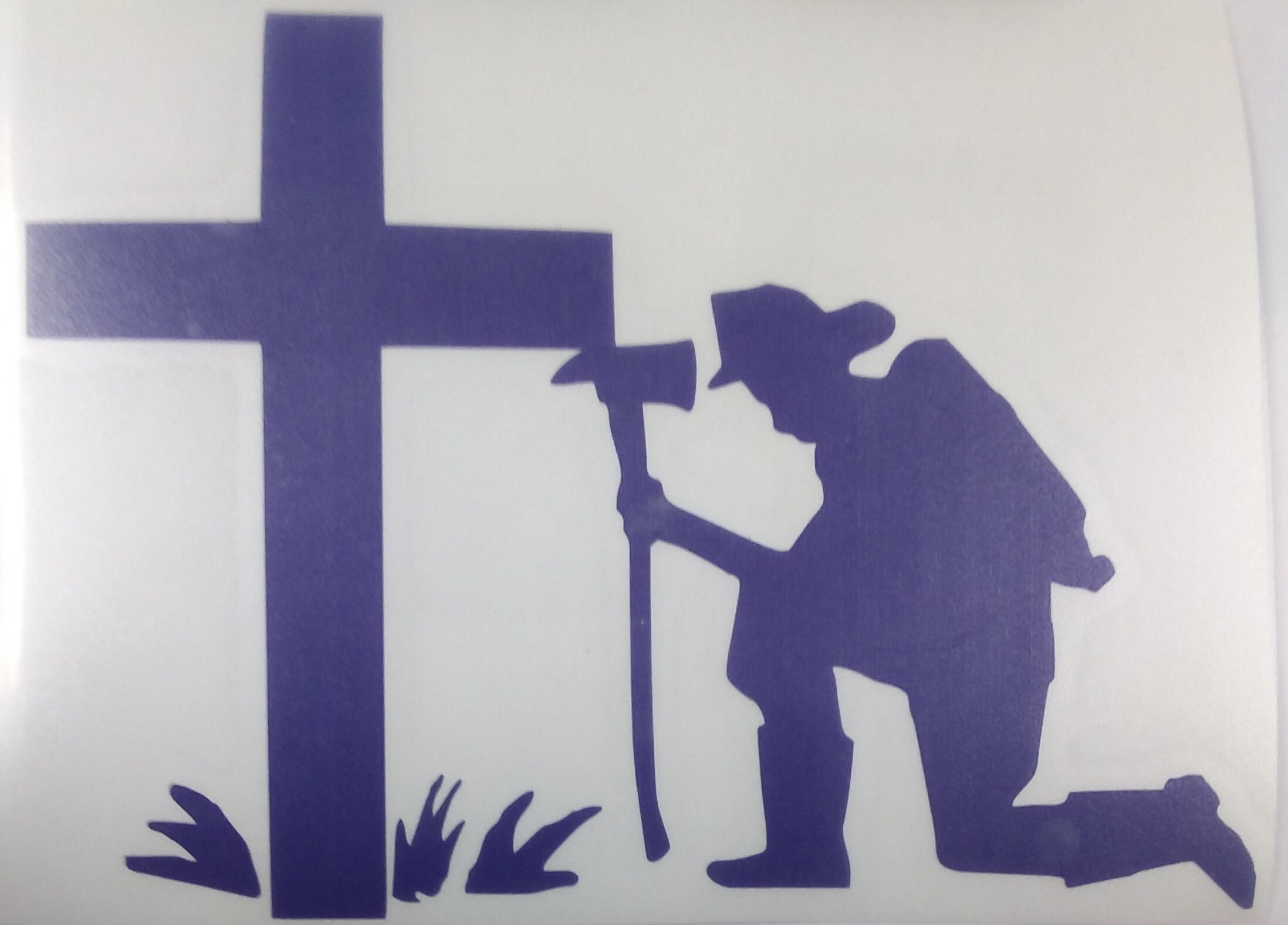 Fireman Praying at Cross Vinyl Decal - Etsy