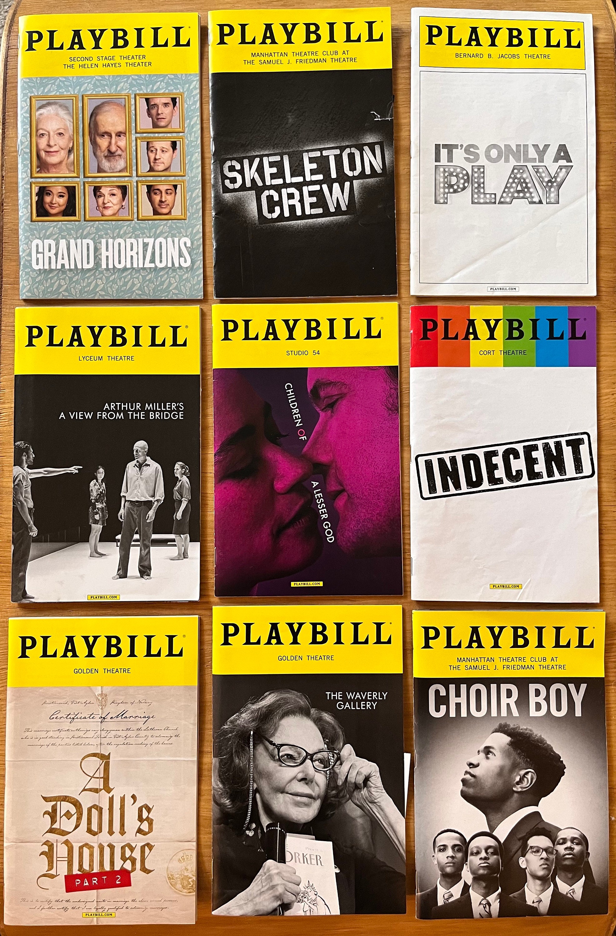 Broadway Play Playbills: Grand Horizons/skeleton Crew/it's Only A Play ...