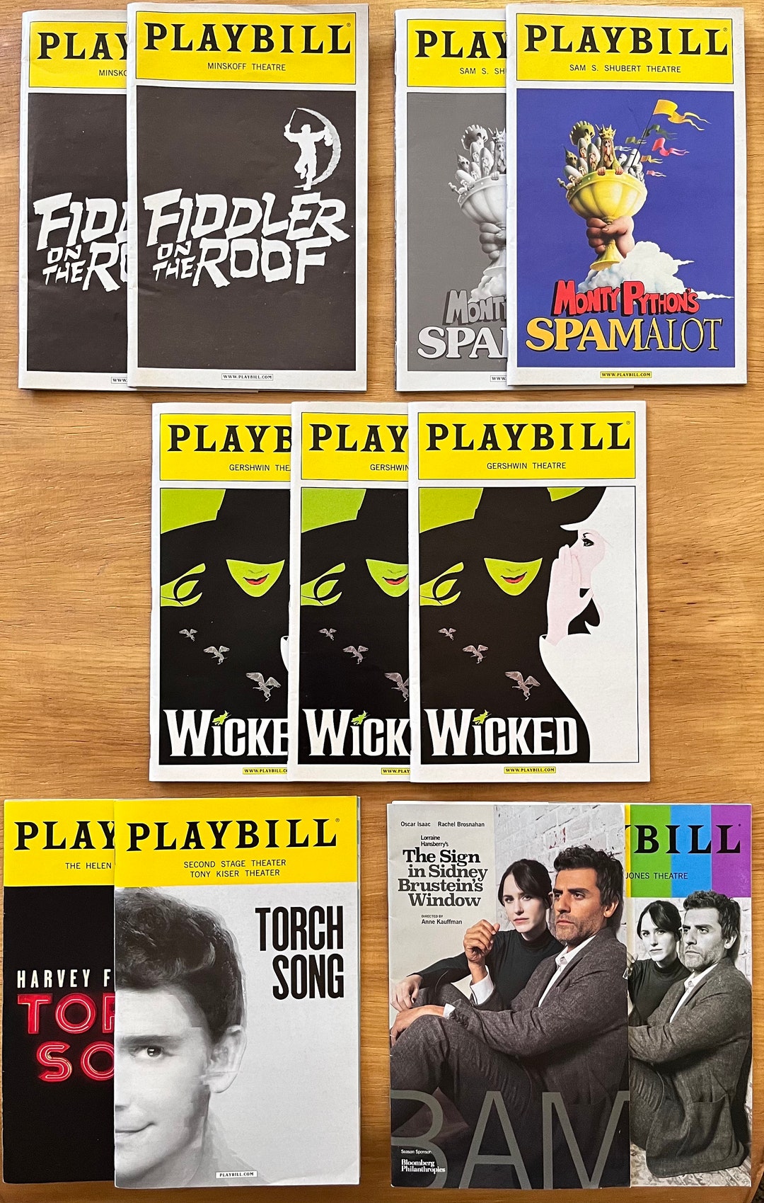 Broadway Playbill Bundles: Fiddler on the Roof / Spamalot / Torch Song ...