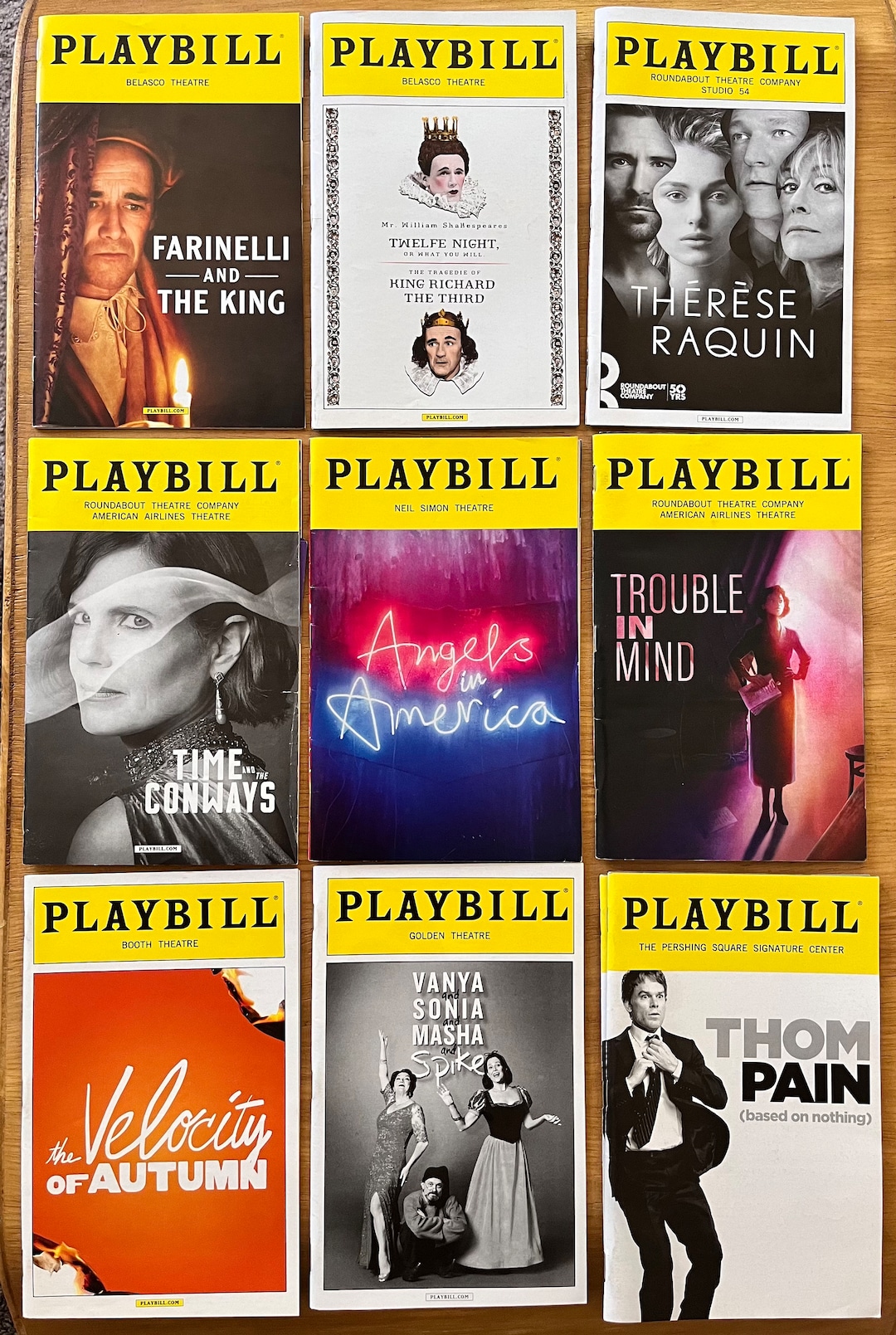 Broadway Playbills: Farinelli & the King/twelfe Night/therese Raquin ...
