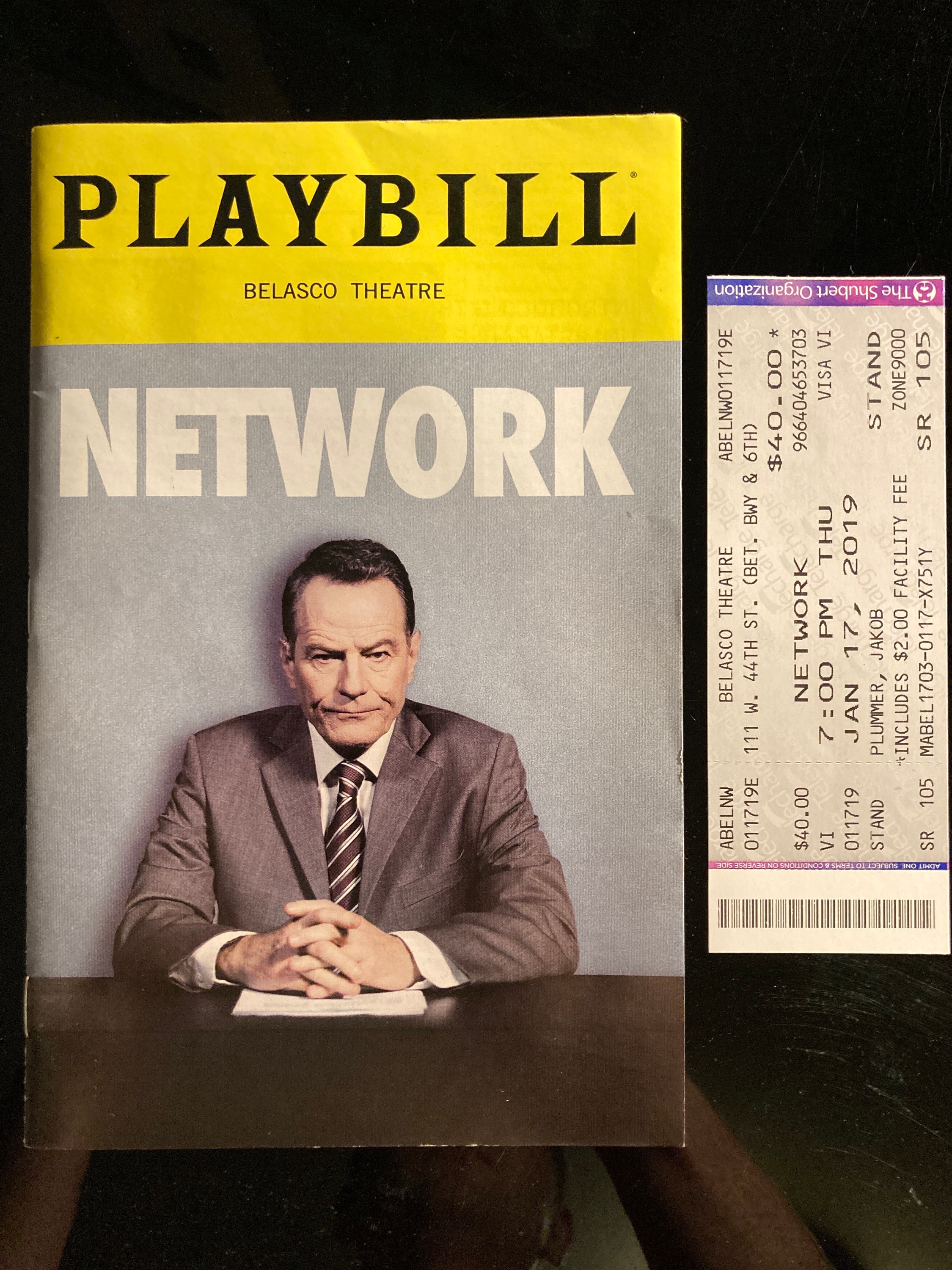 NETWORK 2019 Broadway Playbill & Ticket Stub - Etsy