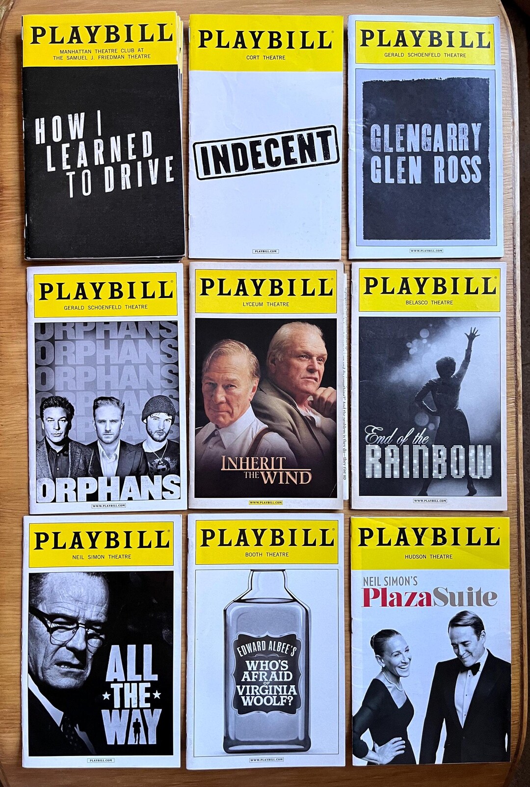Playbills: How I Learned To.../indecent/glengarry Glen Ross/orphans ...