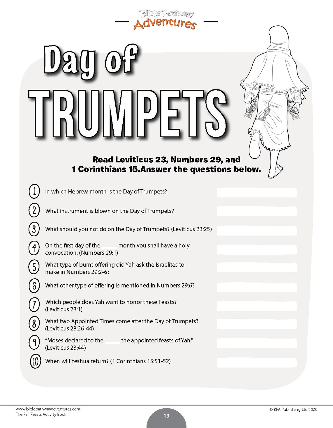 The Fall Feasts Activity Book: Trumpets Atonement and Sukkot - Etsy