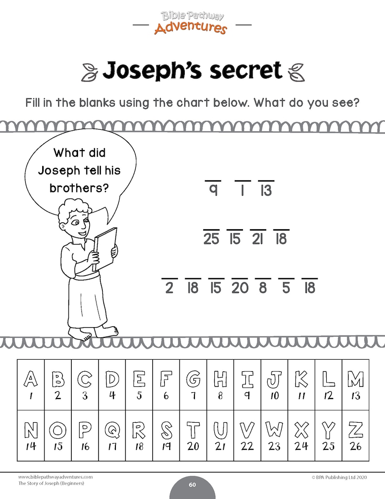 The Story of Joseph Activity Book for Beginners - Etsy