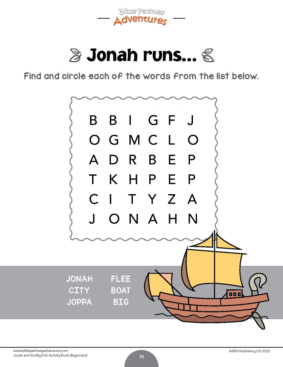 Jonah and the Big Fish Activity Book for Beginners - Etsy