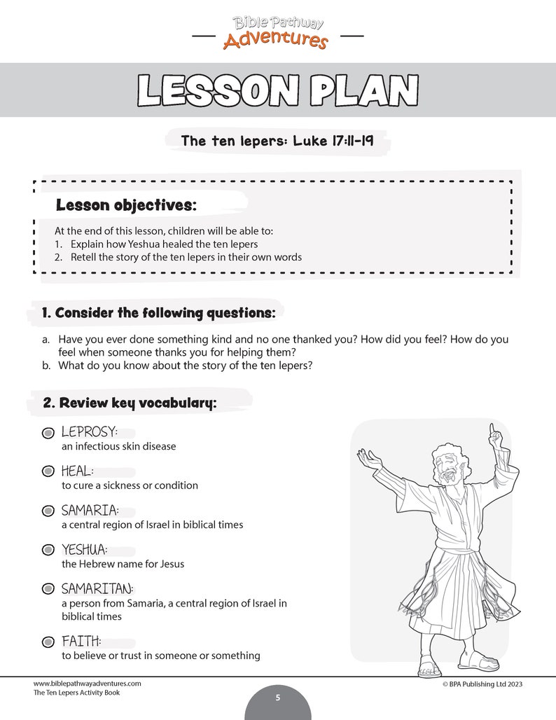 Bible Miracles: the Ten Lepers Activity Book - Etsy