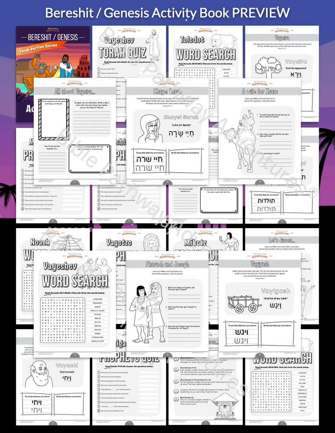 Bereshit | Genesis Torah Portion Activity Book - Etsy