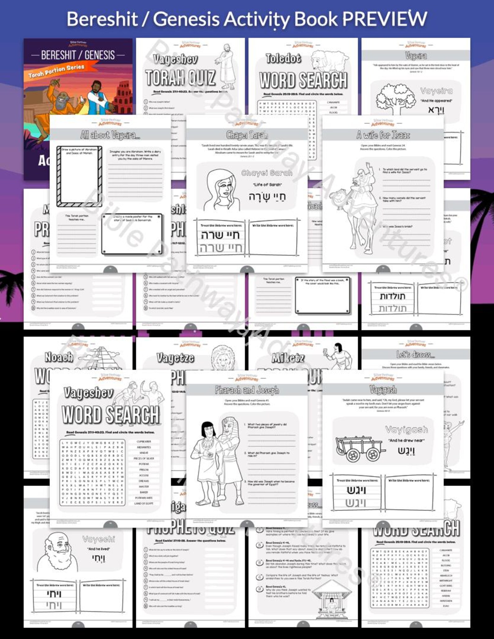 Bereshit | Genesis Torah Portion Activity Book - Etsy
