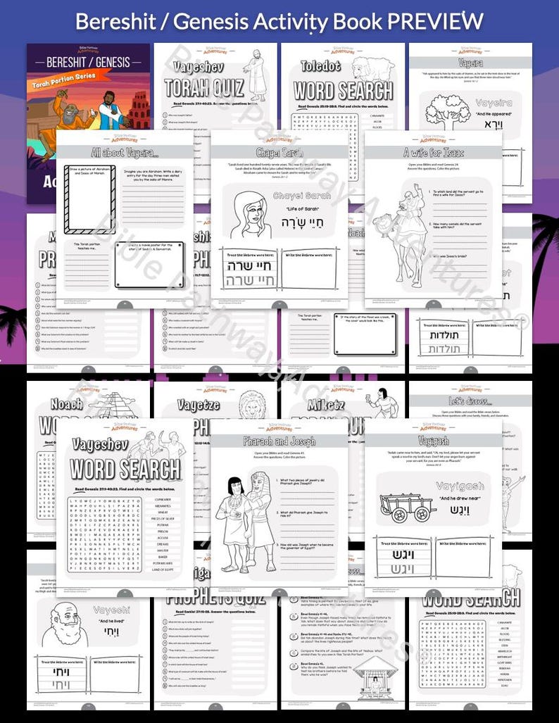 Bereshit | Genesis Torah Portion Activity Book - Etsy