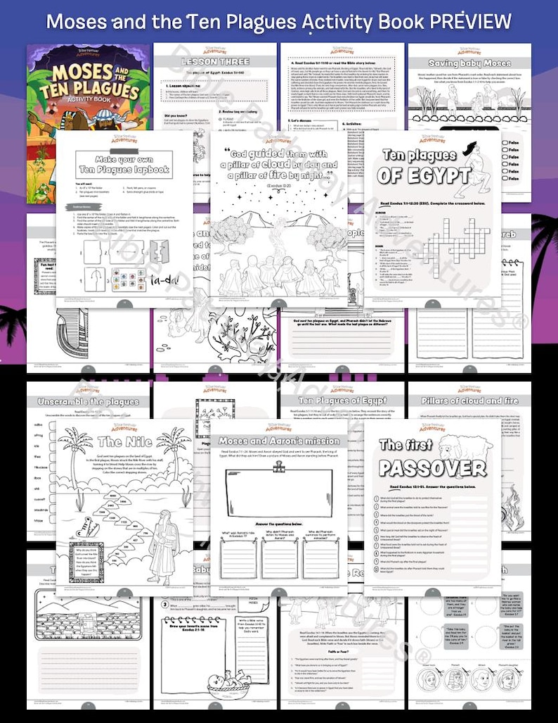 Moses and the Ten Plagues | Printable Activity Book - Etsy