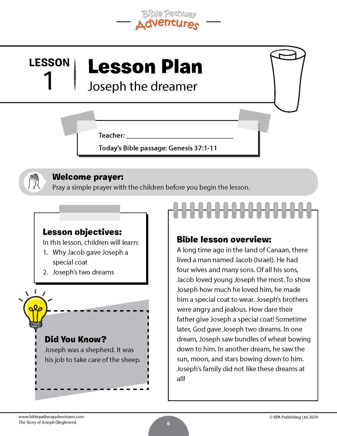 The Story of Joseph Activity Book for Beginners - Etsy