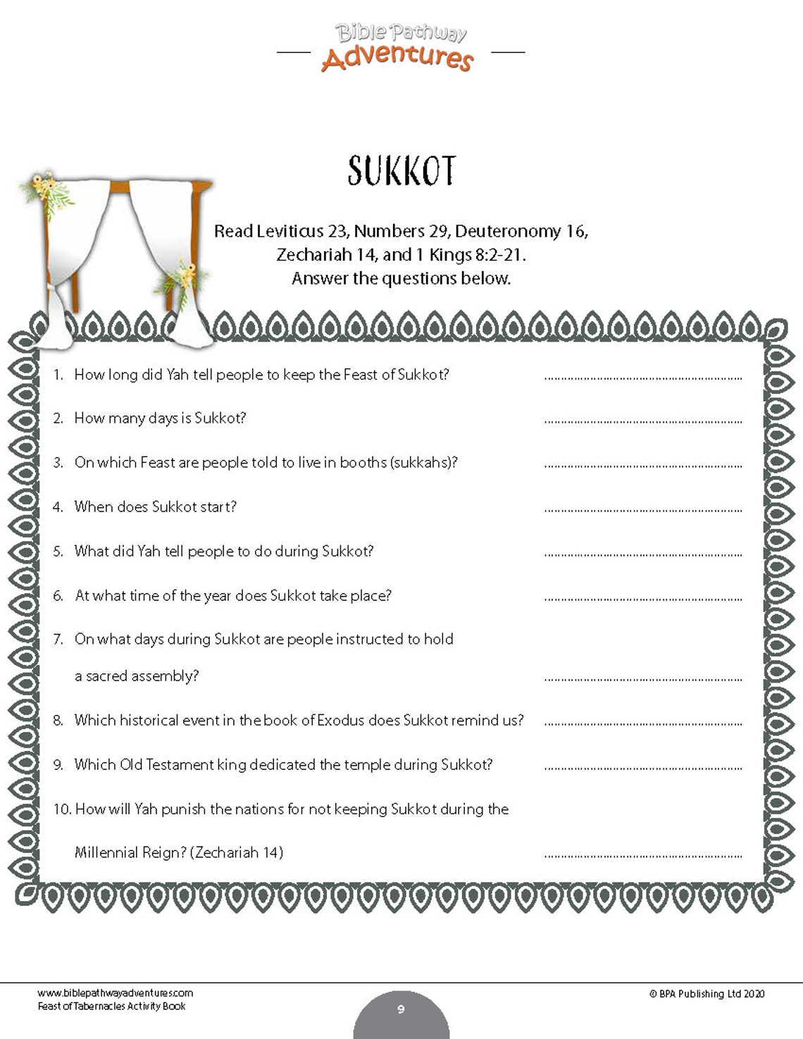 Feast of Tabernacles sukkot Activity Book | Etsy
