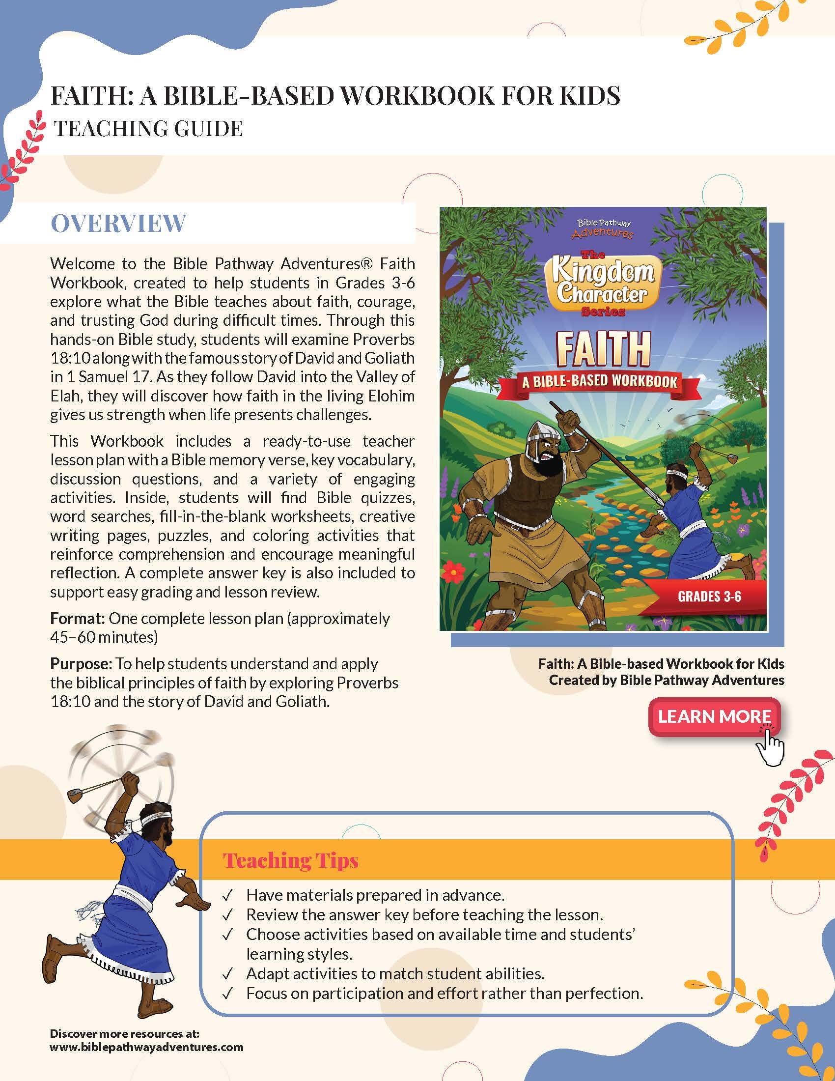 Unit Study | Faith: A Complete Bible Lesson (grades 3-6) - Etsy