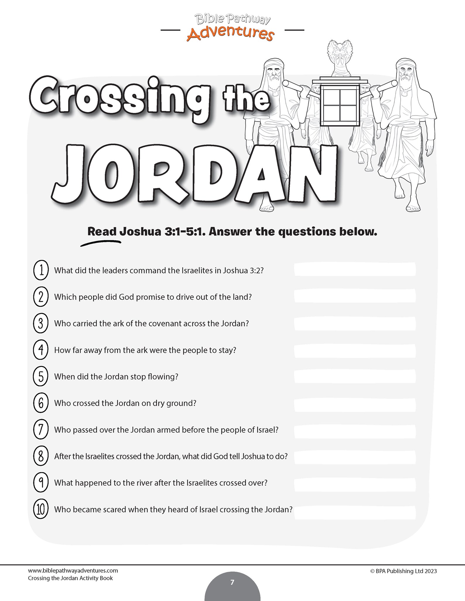 Bible Miracles: Crossing the Jordan Activity Book - Etsy