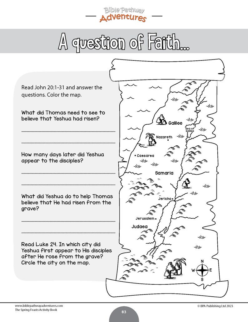 The Spring Feasts Activity Book: Passover, First Fruits, Pentecost - Etsy